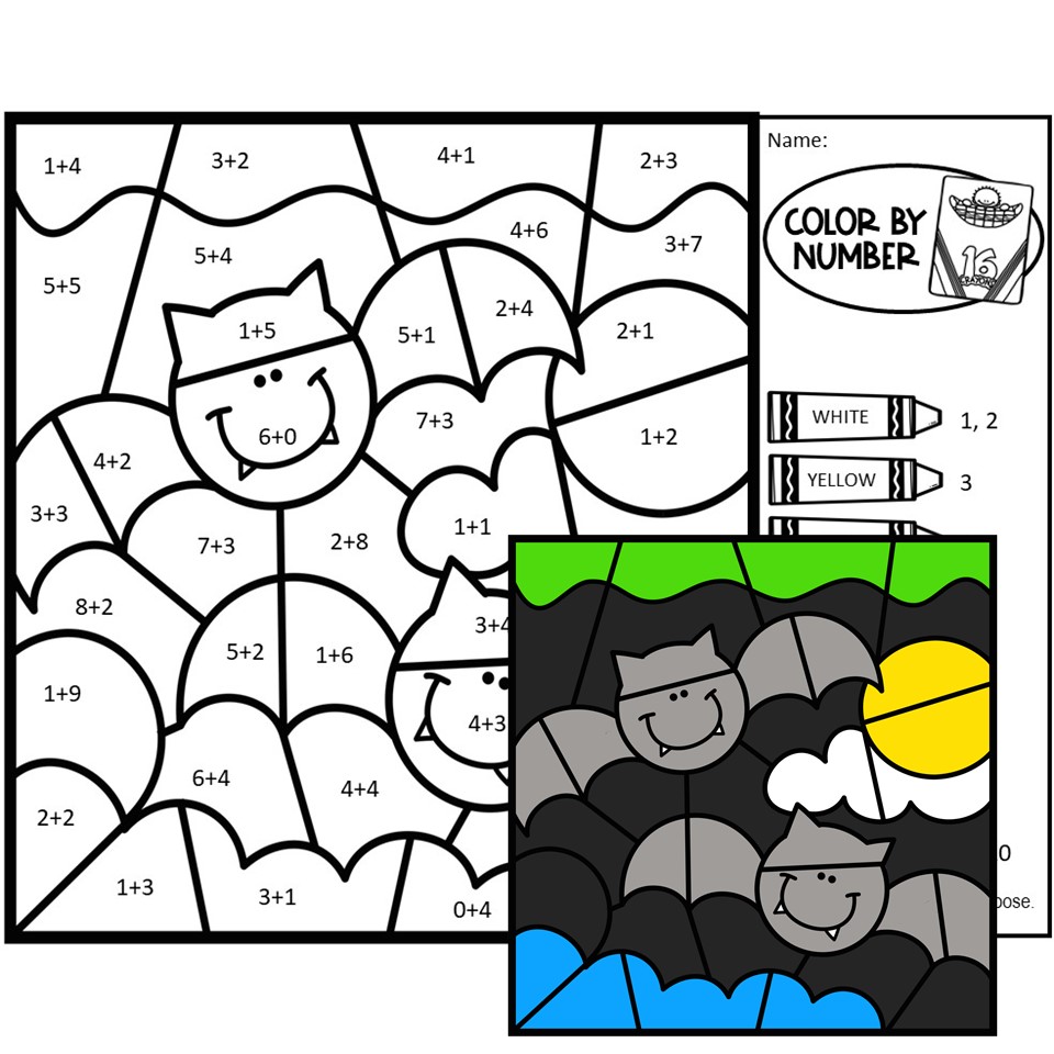 Halloween Color by Number Math Facts Bundle - Made By Teachers