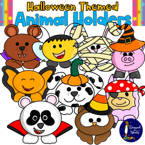 Halloween Themed Animal Holders Clip Art - Made By Teachers