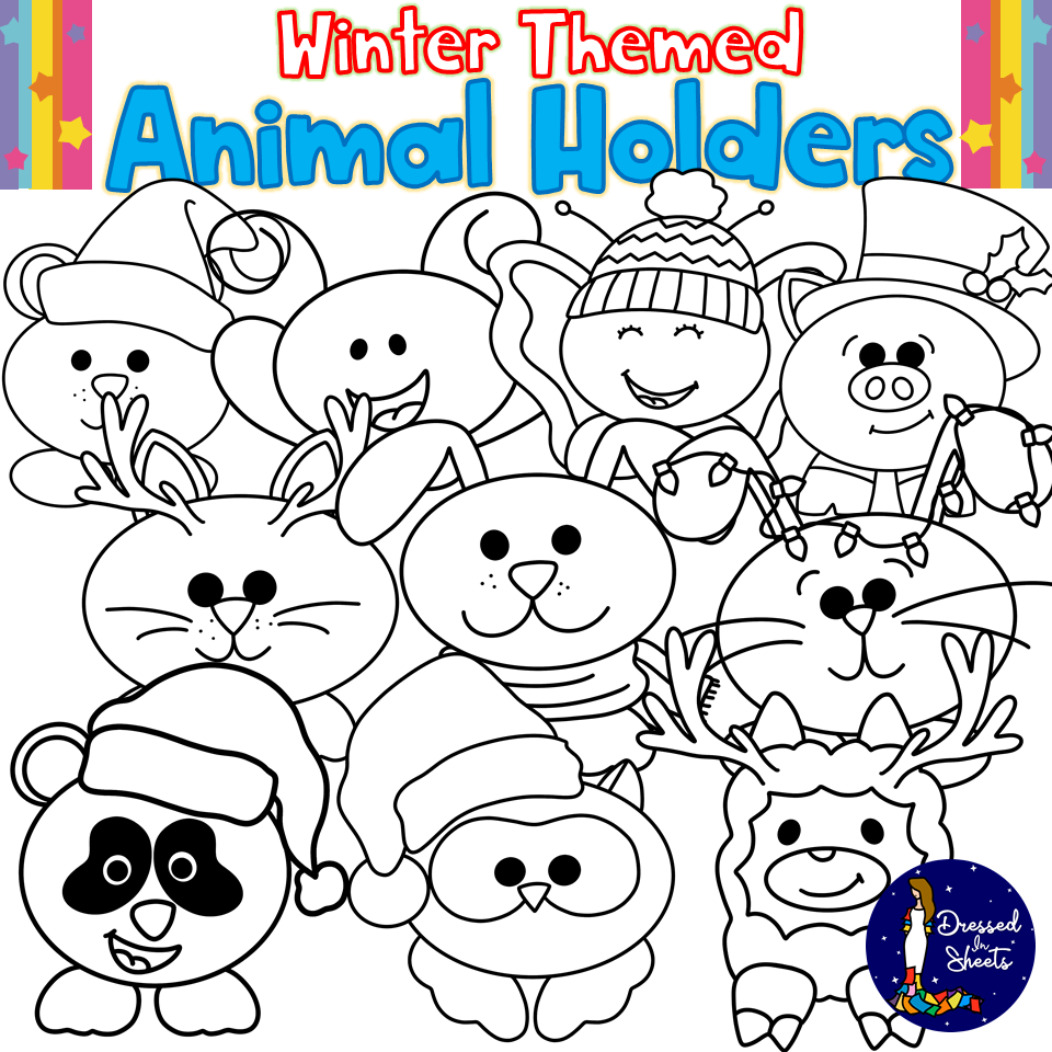 Winter Themed Animal Holders Clip Art | Made By Teachers