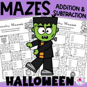 Halloween Addition Subtraction Worksheets Mazes | Made By Teachers