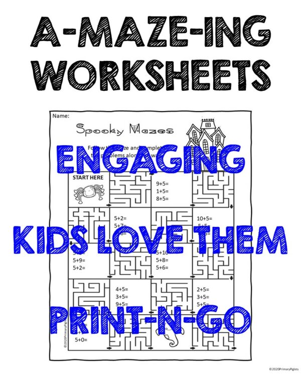 Halloween Addition Subtraction Worksheets Mazes | Made By Teachers
