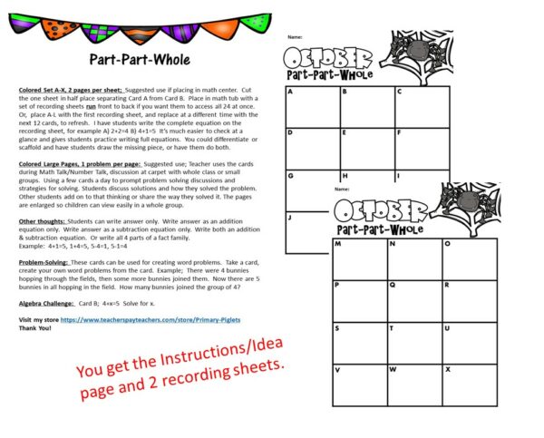 Halloween Addition Part Part Whole Flashcards - Made By Teachers