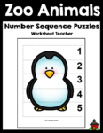10 Zoo Animals Number Sequence Picture Puzzles - Made By Teachers