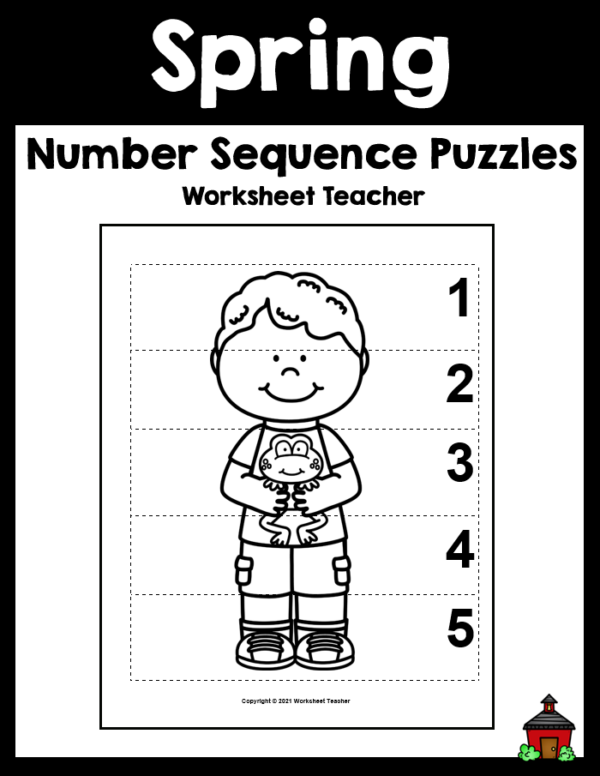 5 Spring Number Sequence B&W Picture Puzzles | Made By Teachers