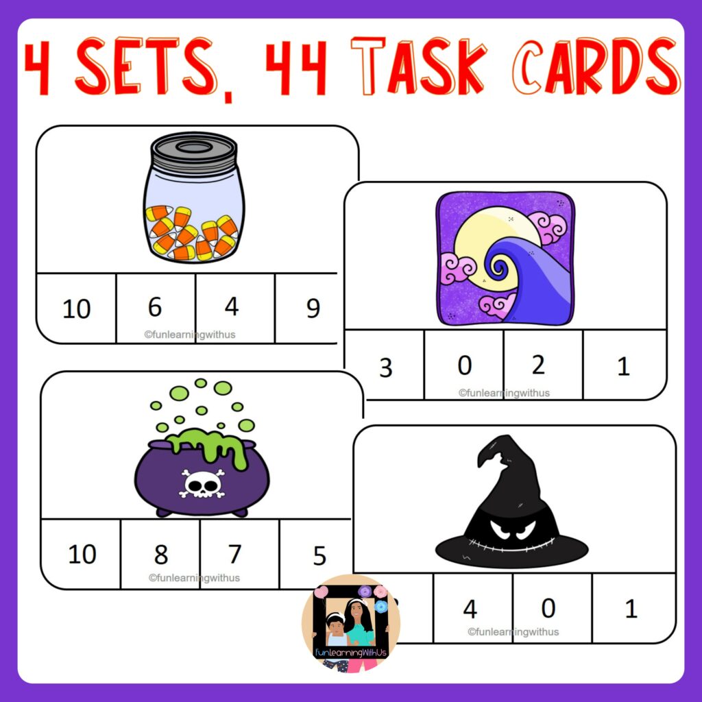 Halloween Counting Clip cards for Morning Center | Made By Teachers