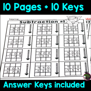 3-Digit Subtraction Across Zeros Worksheets | Made By Teachers