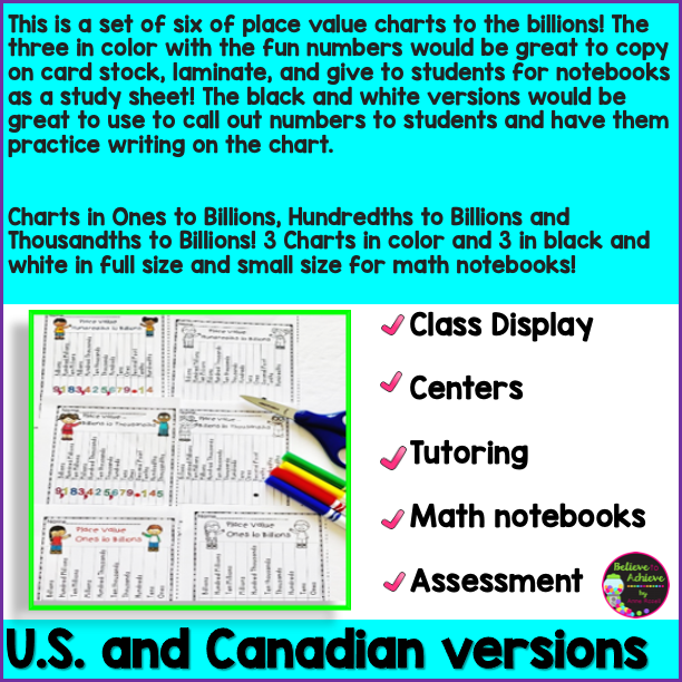 Place Value Charts to the Billions | Made By Teachers