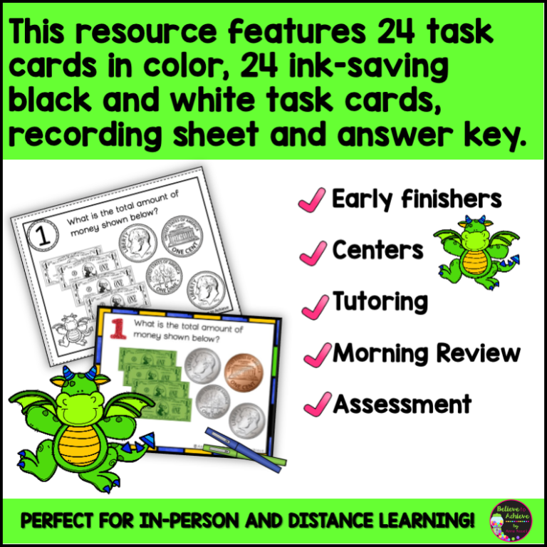 Counting Money U.S. up to $10.00 Task Cards | Made By Teachers