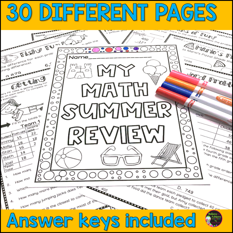 3rd Grade Math Summer Review | Made By Teachers