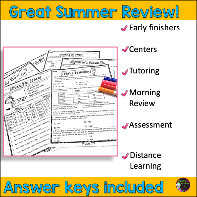 3rd Grade Math Summer Review | Made By Teachers