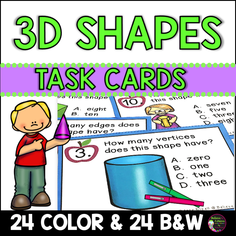 3D Shapes Task Cards - Made By Teachers
