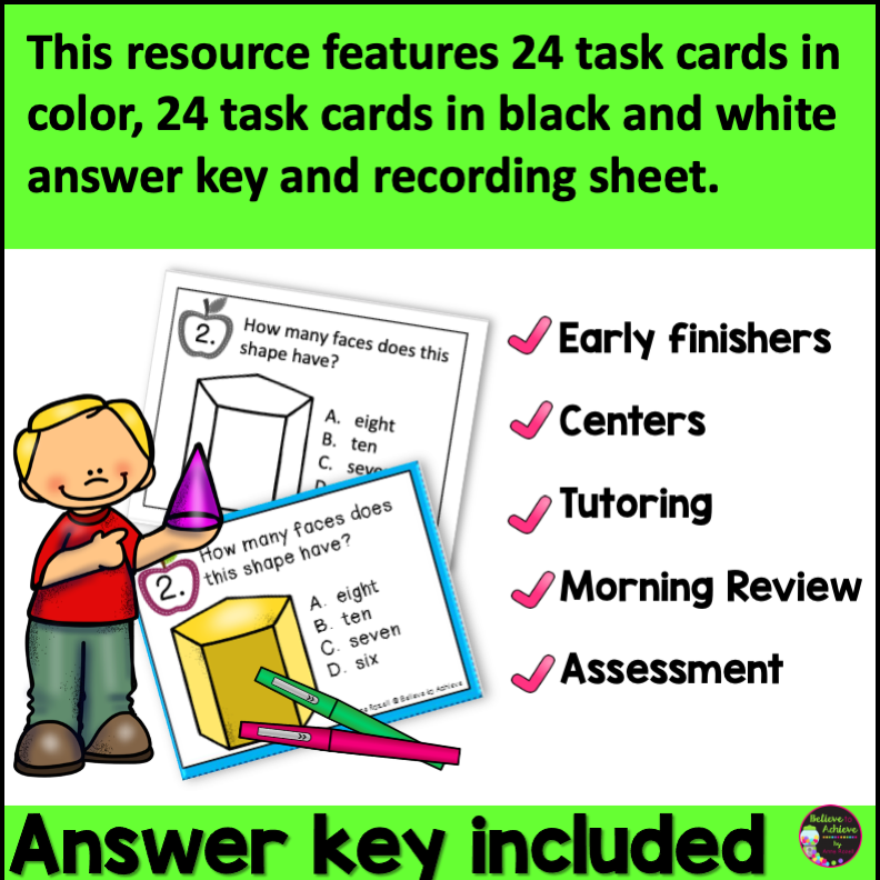 3D Shapes Task Cards - Made By Teachers