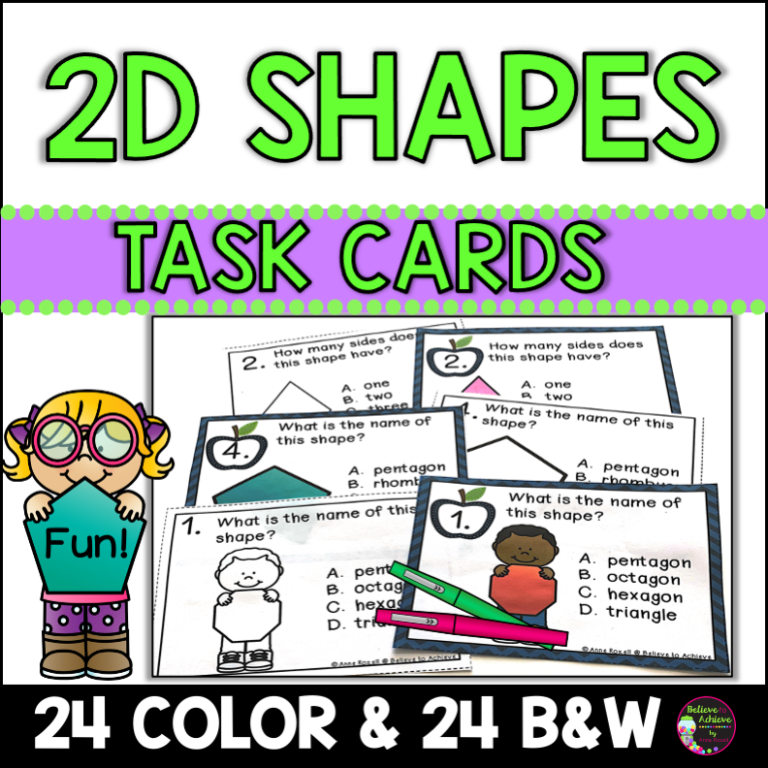 2D Shapes Task Cards - Made By Teachers