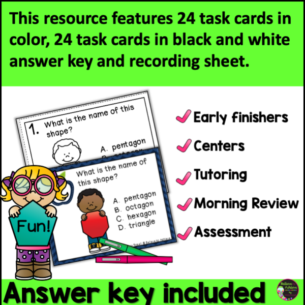 2D Shapes Task Cards - Made By Teachers