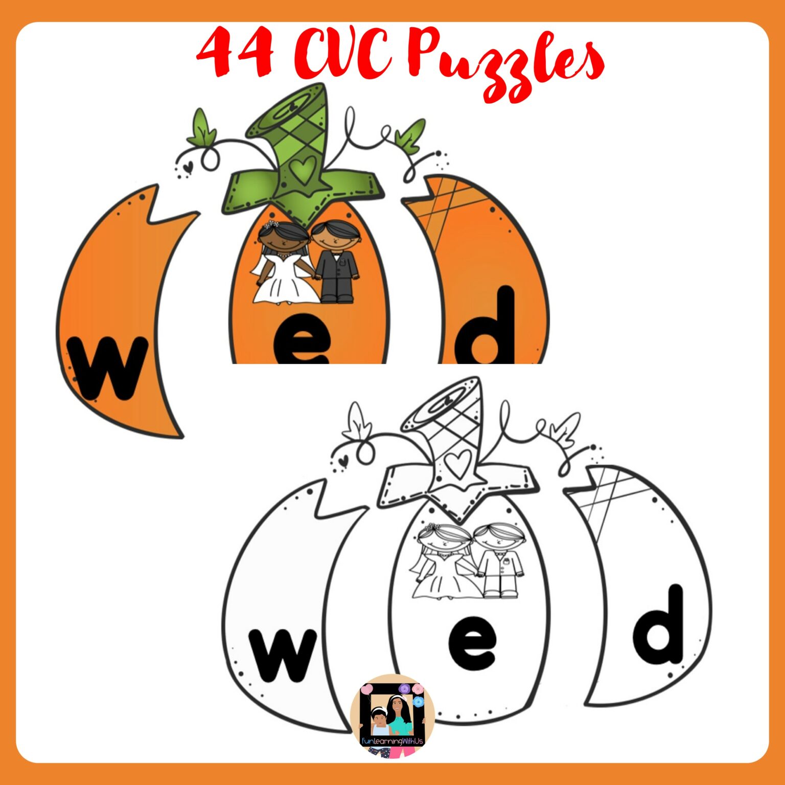 Build a Pumpkin (Halloween) CVC Word Puzzles - Made By Teachers