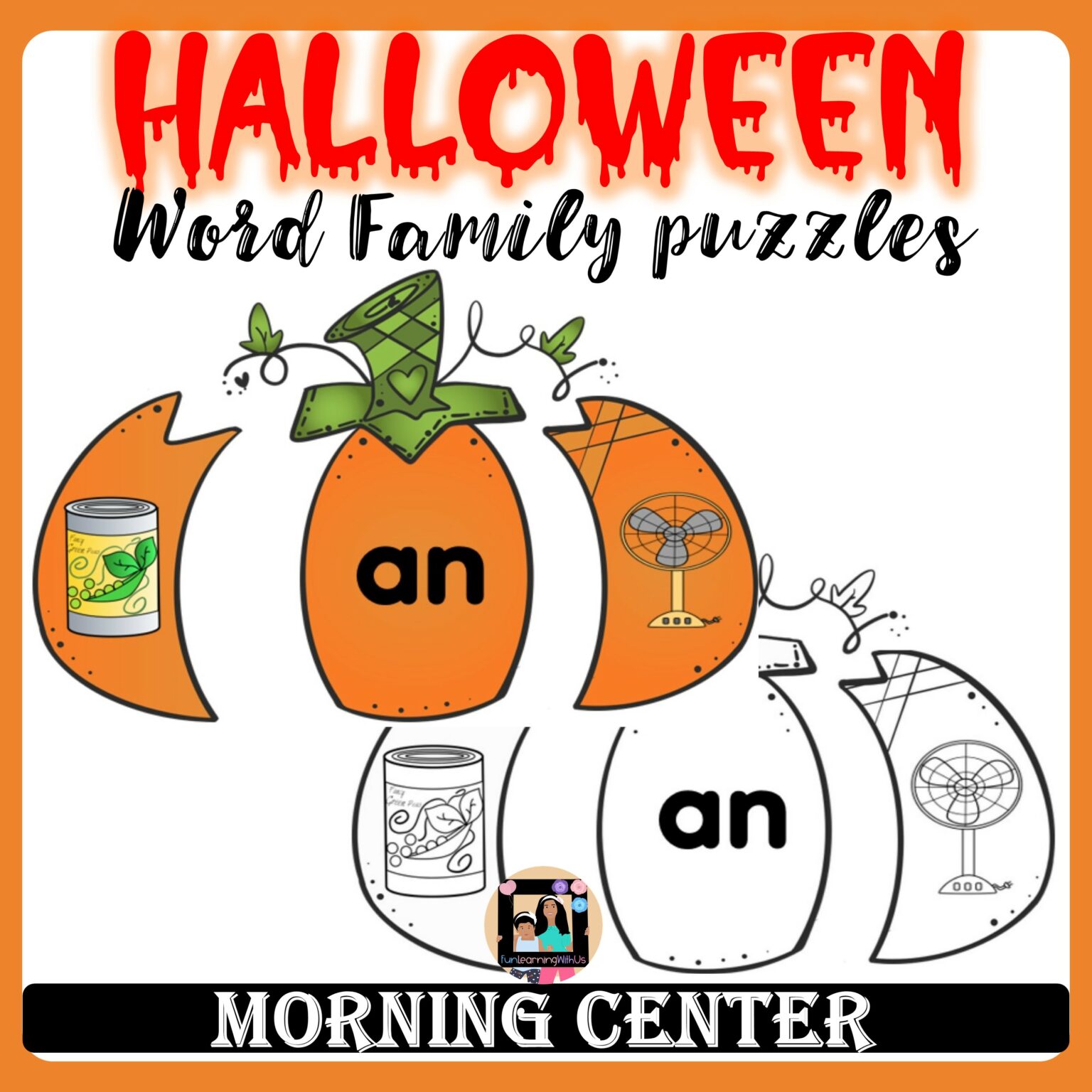 Build a Pumpkin Word Family Puzzles (Halloween) | Made By Teachers