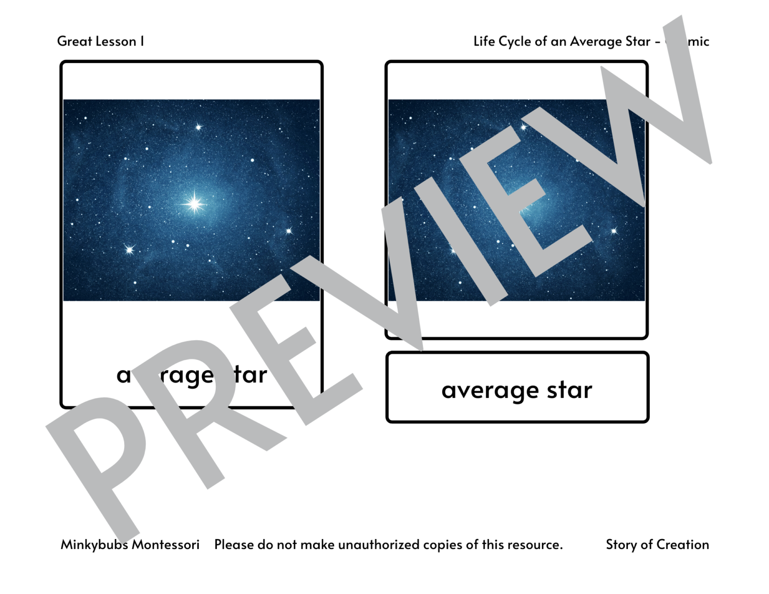 Life Cycle of an Average Star 3 and 4 part cards - Made By Teachers