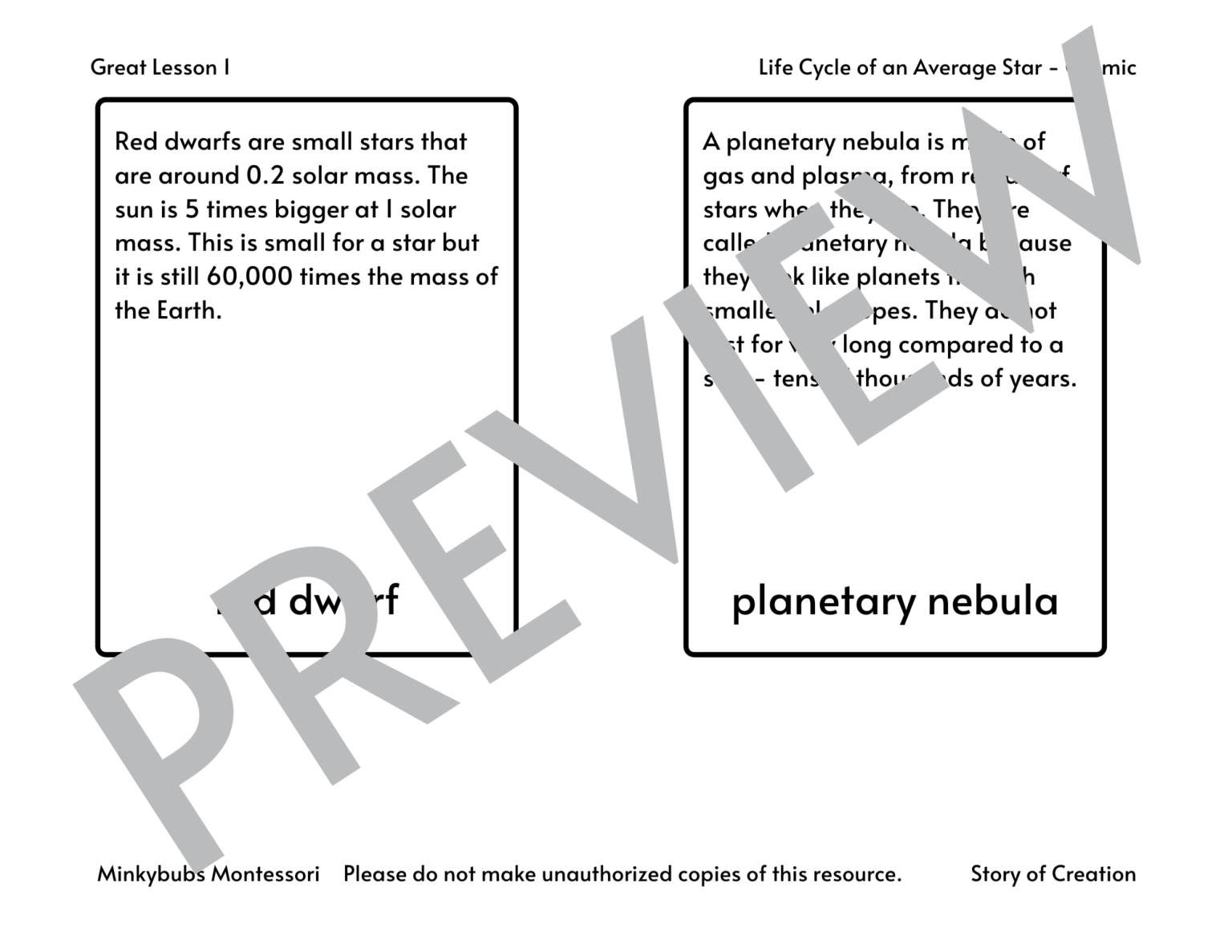 Life Cycle of an Average Star 3 and 4 part cards | Made By Teachers