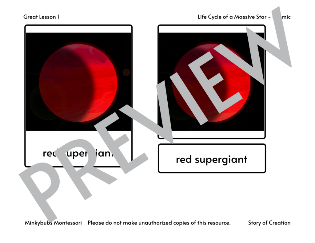 Life Cycle of a Massive Star 3 and 4 part cards (Copy) | Made By Teachers