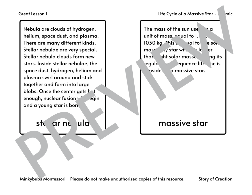 Life Cycle of a Massive Star 3 and 4 part cards (Copy) | Made By Teachers