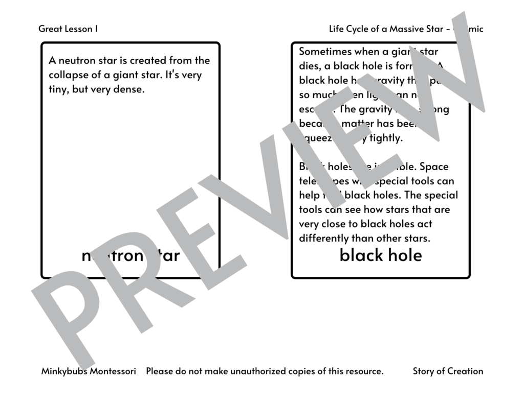 Life Cycle of a Massive Star 3 and 4 part cards (Copy) | Made By Teachers