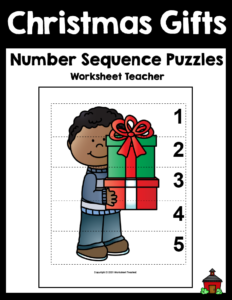 5 Christmas Gifts Number Sequence Picture Puzzles - Made By Teachers