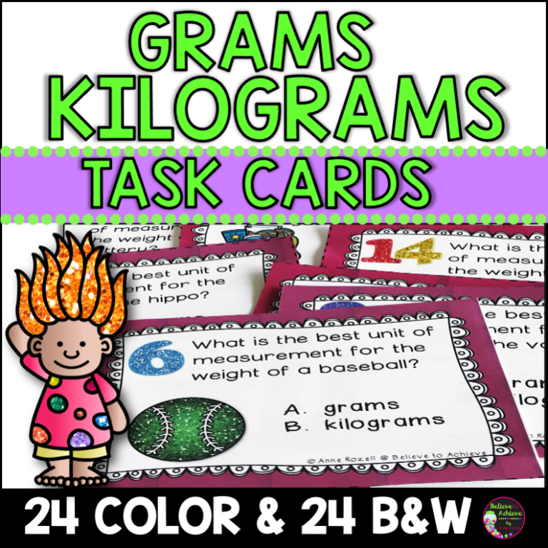 Grams or Kilograms Task Cards | Made By Teachers