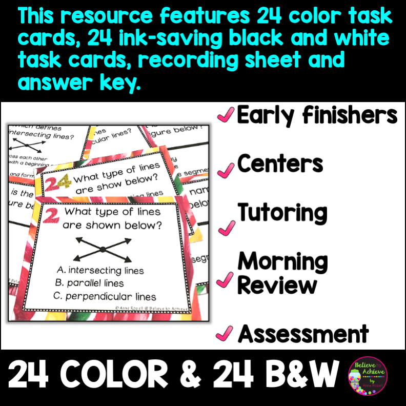 Types of Lines Task Cards | Made By Teachers