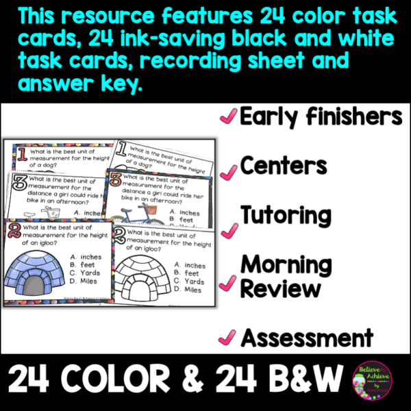 Inches Feet Yards Miles Task Cards | Made By Teachers
