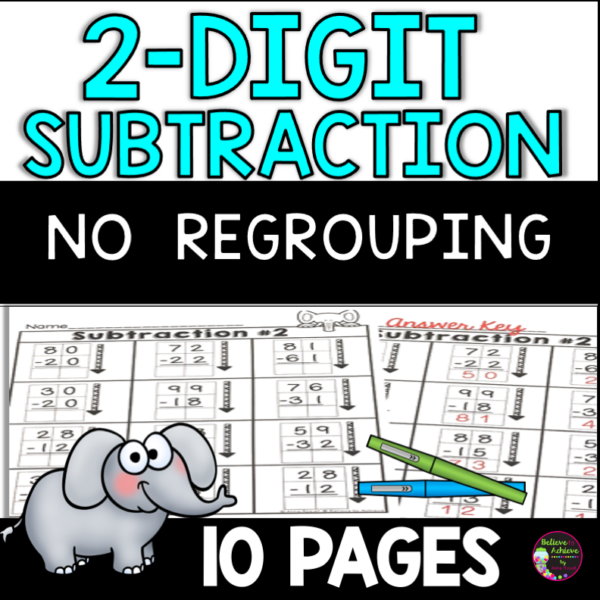 2-Digit Subtraction No Regrouping Worksheets - Made By Teachers
