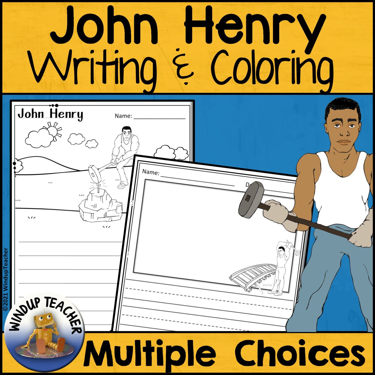 John Henry Writing Paper and Coloring Pages - Made By Teachers