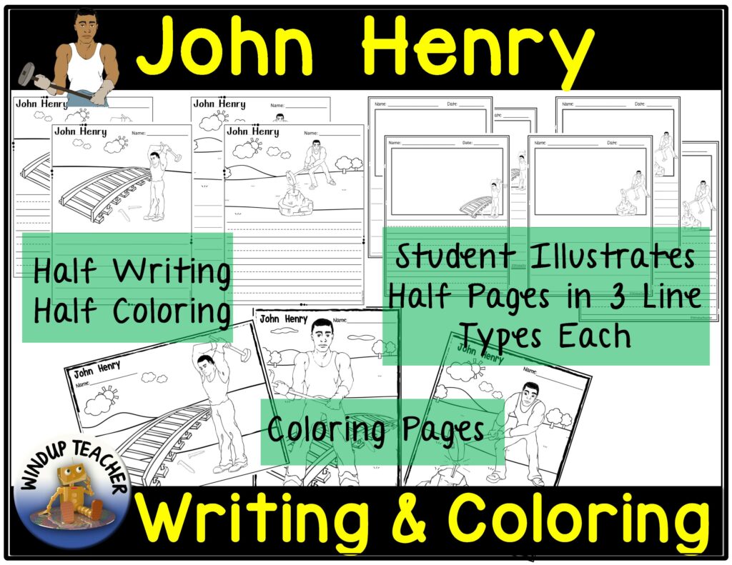 John Henry Writing Paper and Coloring Pages | Made By Teachers