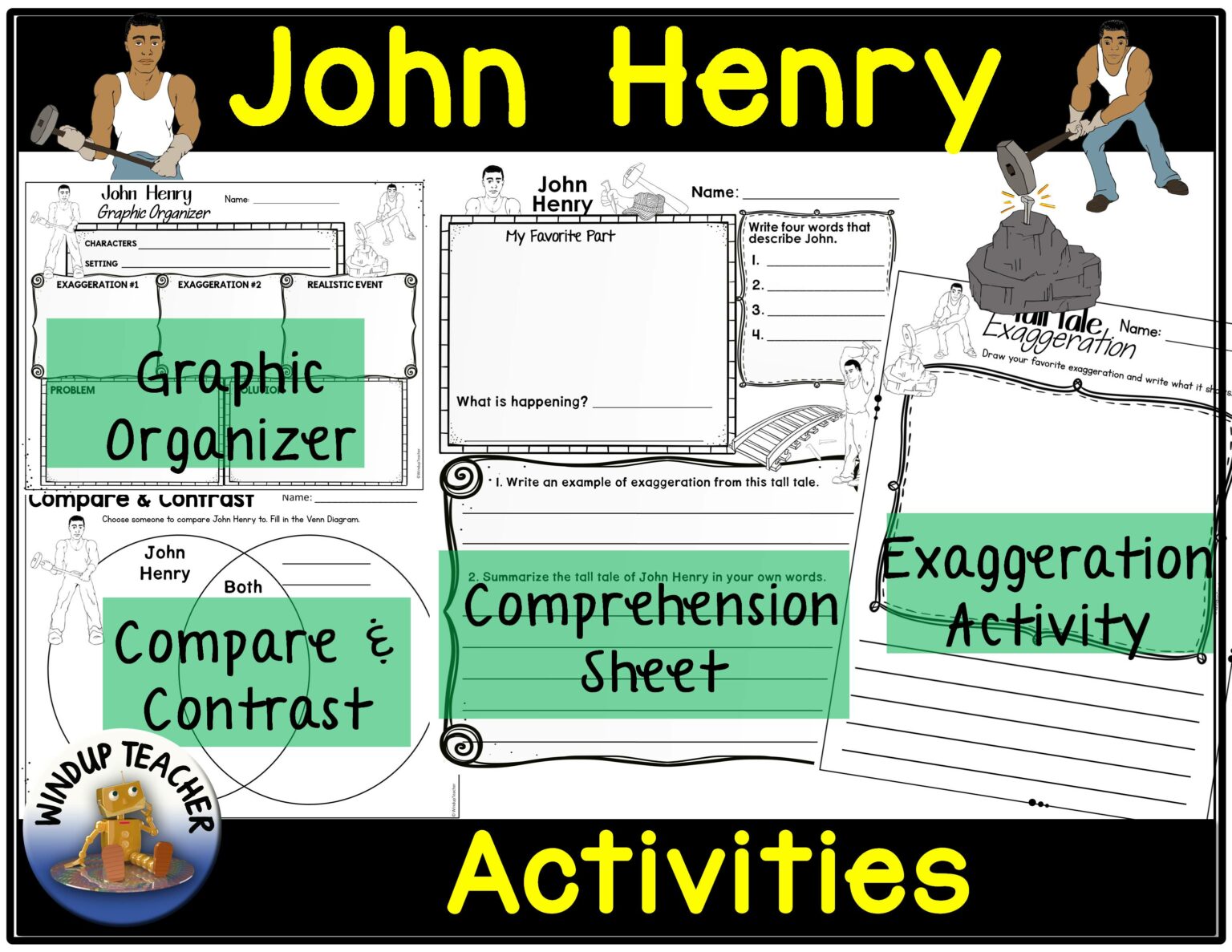 John Henry Activity Sheets | Print and Go! - Made By Teachers
