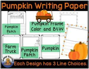 Pumpkin Writing Papers for Fall or Autumn - Made By Teachers