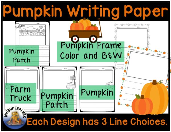 Pumpkin Writing Papers for Fall or Autumn - Made By Teachers