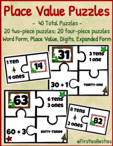 Place Value Puzzle Activities! Winter Christmas | Made By Teachers