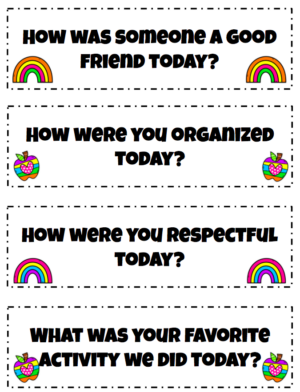 Closing Circle Afternoon Questions! Reflections - Made By Teachers