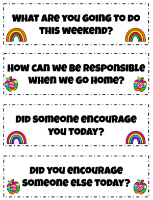 Closing Circle Afternoon Questions! Reflections - Made By Teachers