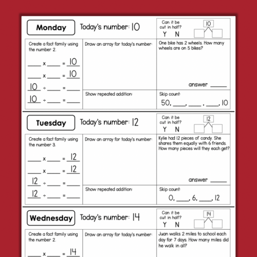 Grade 3 NUMBER OF THE DAY Worksheets | Made By Teachers