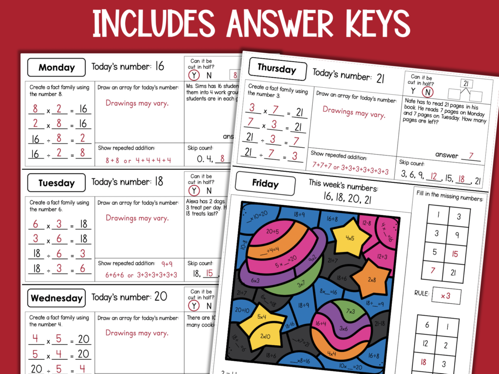 Grade 3 NUMBER OF THE DAY Worksheets | Made By Teachers