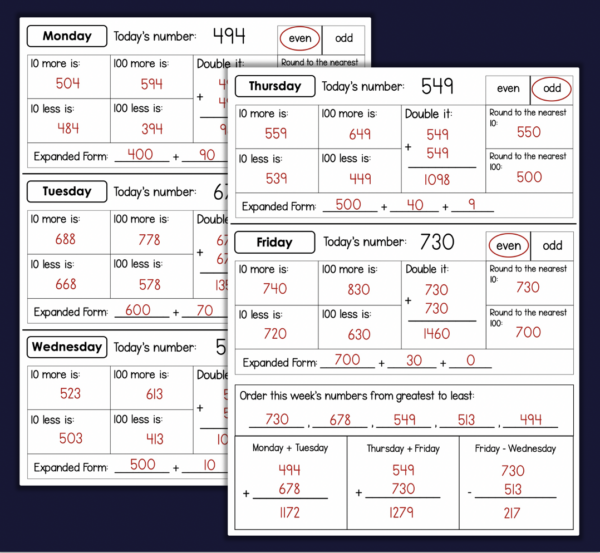 NUMBER OF THE DAY Grade 3 MATH - Made By Teachers