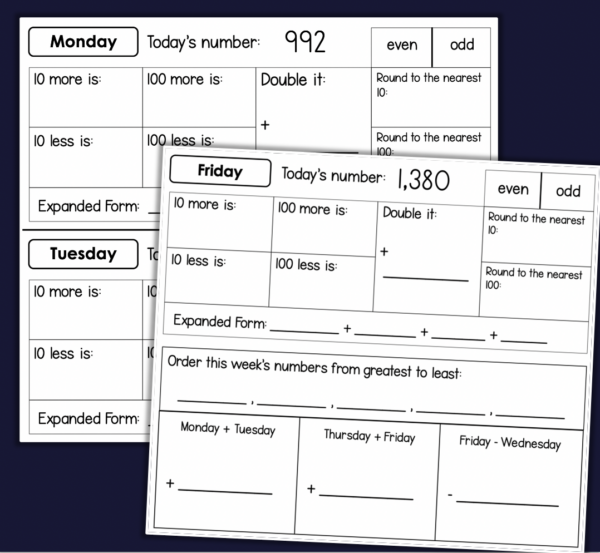 NUMBER OF THE DAY Grade 3 MATH - Made By Teachers