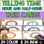Telling Time to the Hour and Half-hour Task Cards | Made By Teachers