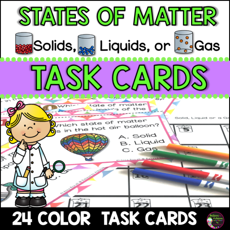 States of Matter Solids Liquids Gas Task Cards | Made By Teachers