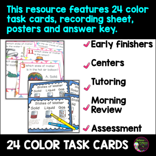 States of Matter Solids Liquids Gas Task Cards | Made By Teachers