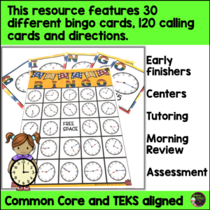 Telling Time to the Nearest 5 Minutes Bingo Game - Made By Teachers
