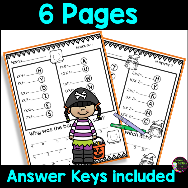 Multiplication Facts 1's -6's | Halloween Jokes | Made By Teachers