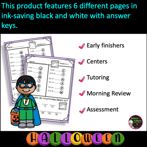 Multiplication Facts 7's -12's | Halloween Jokes | Made By Teachers