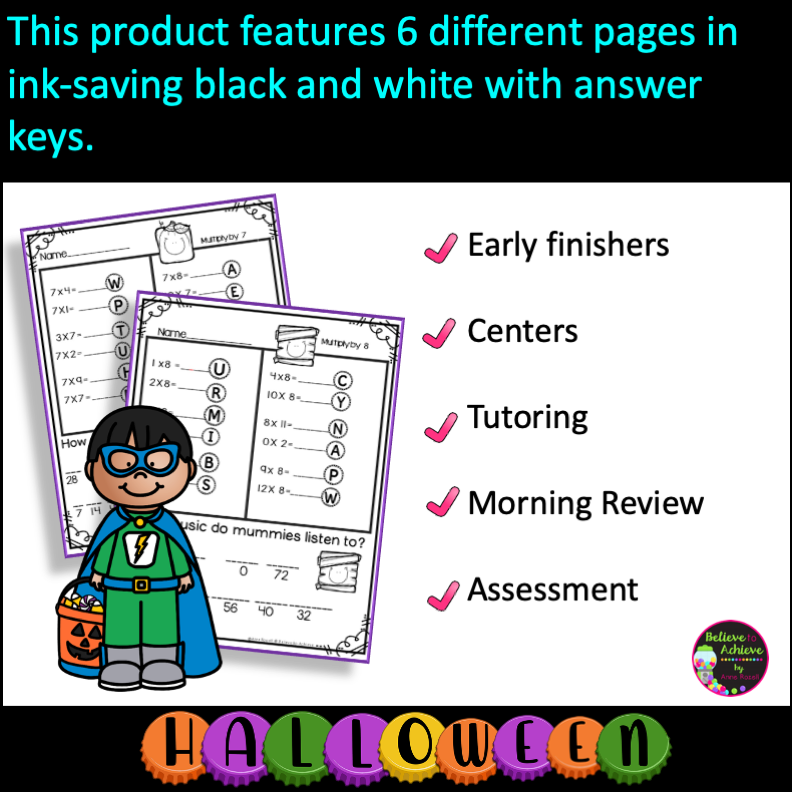 Multiplication Facts 7's -12's | Halloween Jokes | Made By Teachers