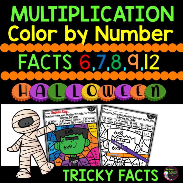 Halloween Multiplication Color by Number Tricky Facts | Made By Teachers